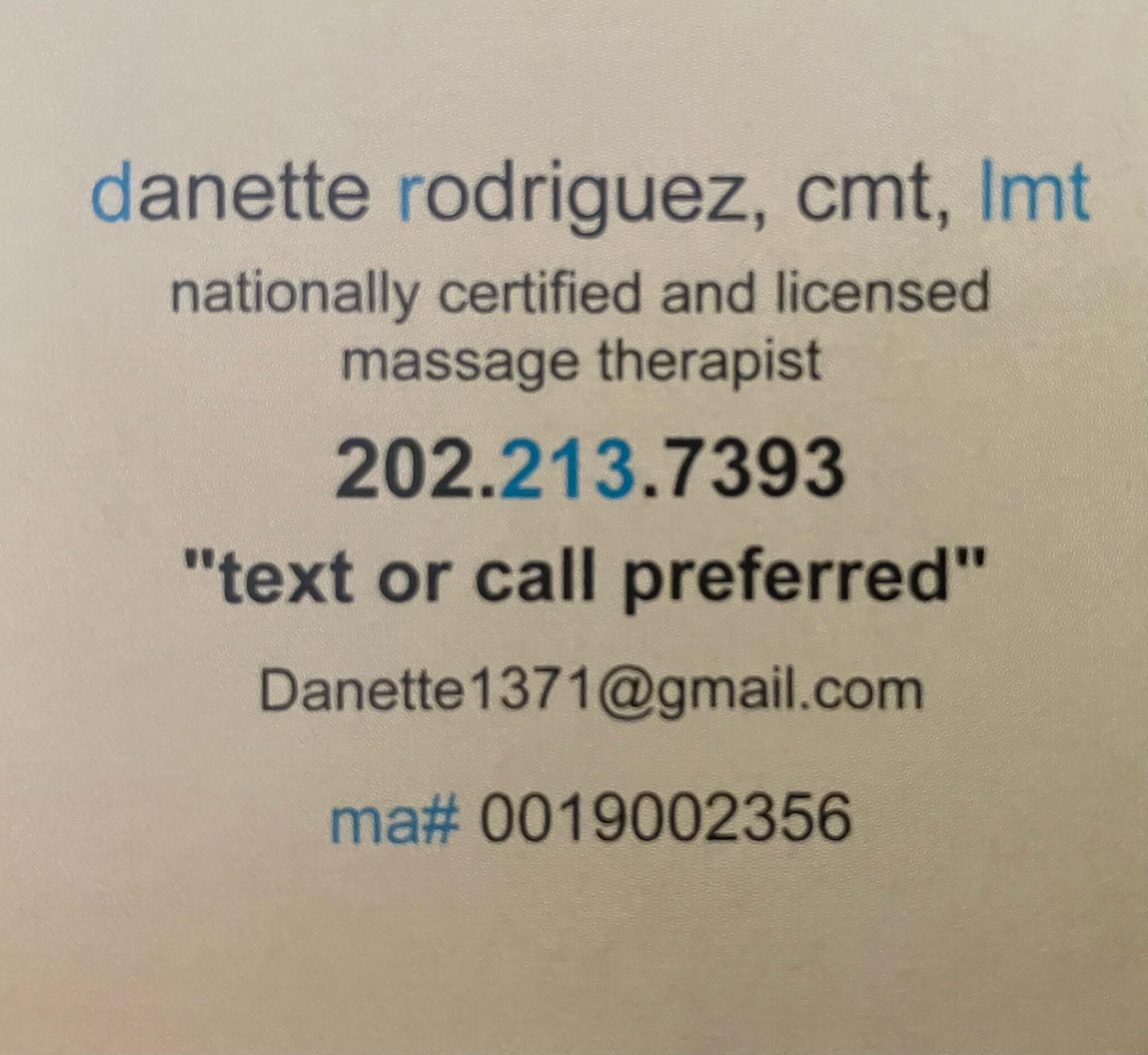 Danette Rodriguez, LMT, CMT - In Touch 2 Massage Therapy - Nextdoor