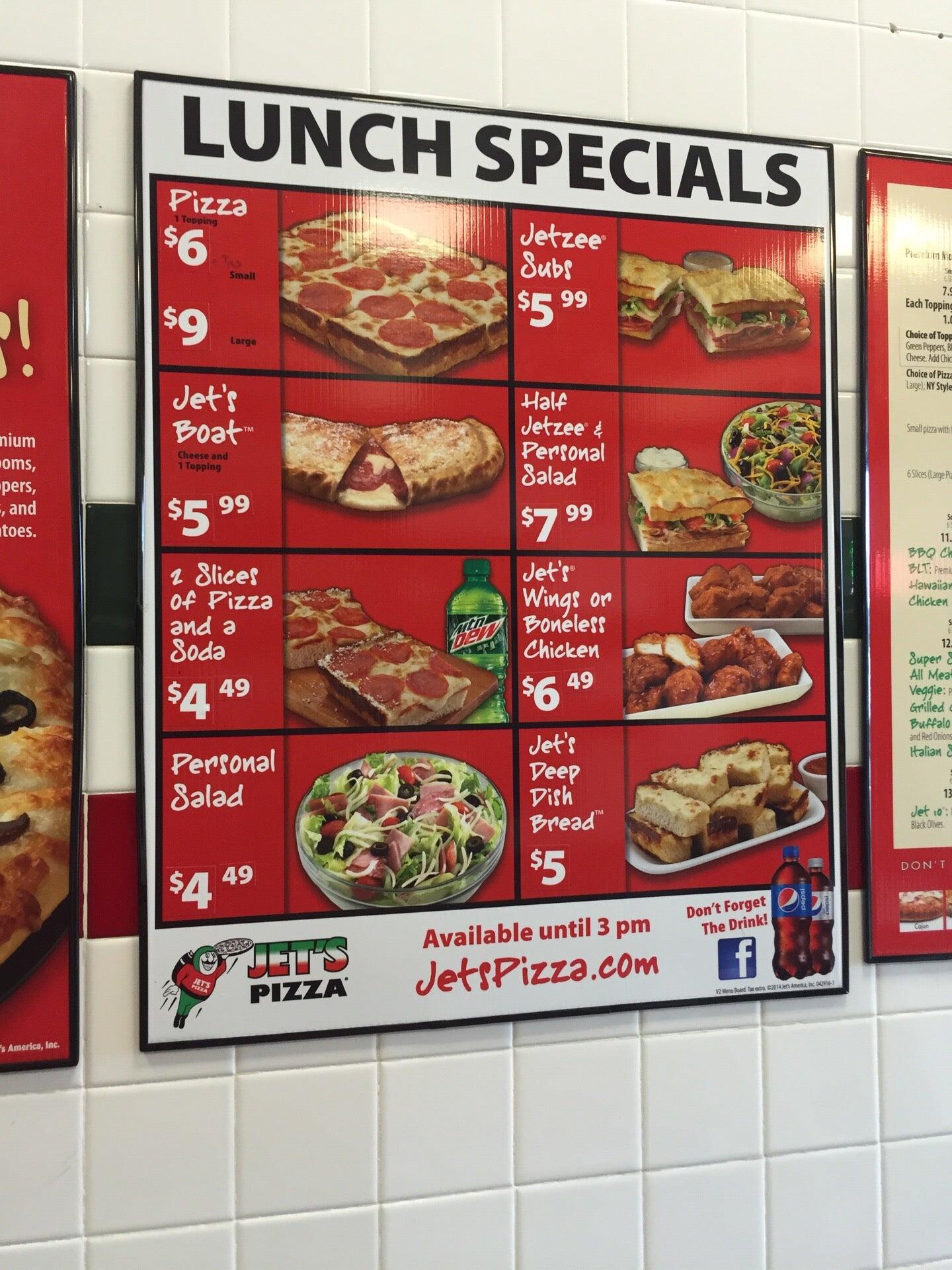 Jet's pizza menu store