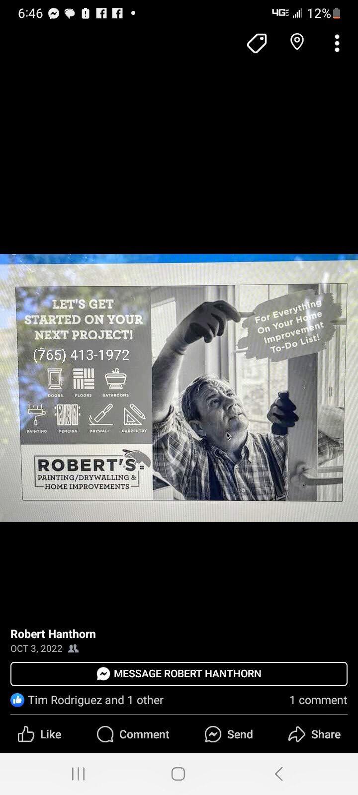 Robert's Affordable Painting/Drywalling &Home Improvements - Nextdoor