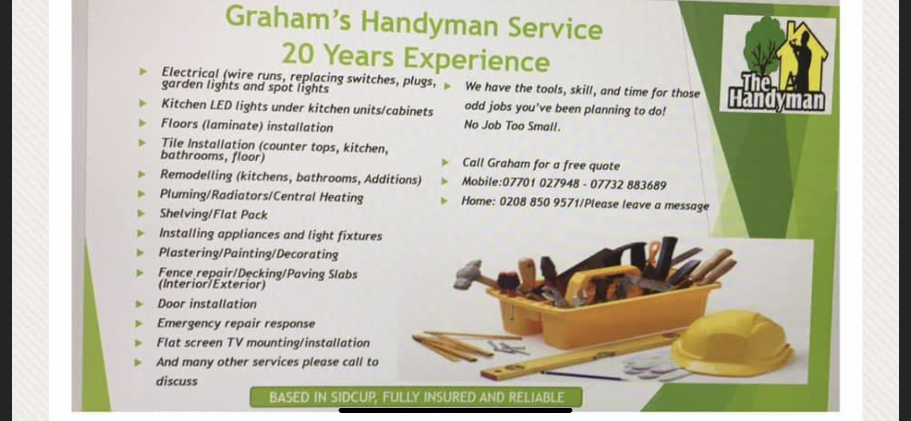 Graham’s Handyman Service (Sidcup) - Sidcup, GB-ENG - Nextdoor