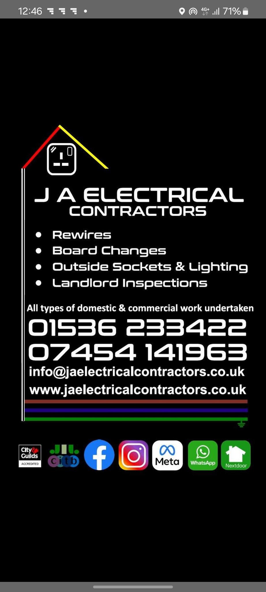 JA Electrical Contractors - Norwich - Nextdoor