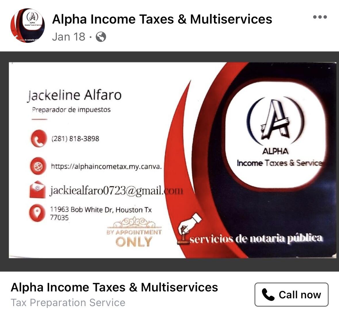 Alpha income tax & multiservices - Houston, TX - Nextdoor