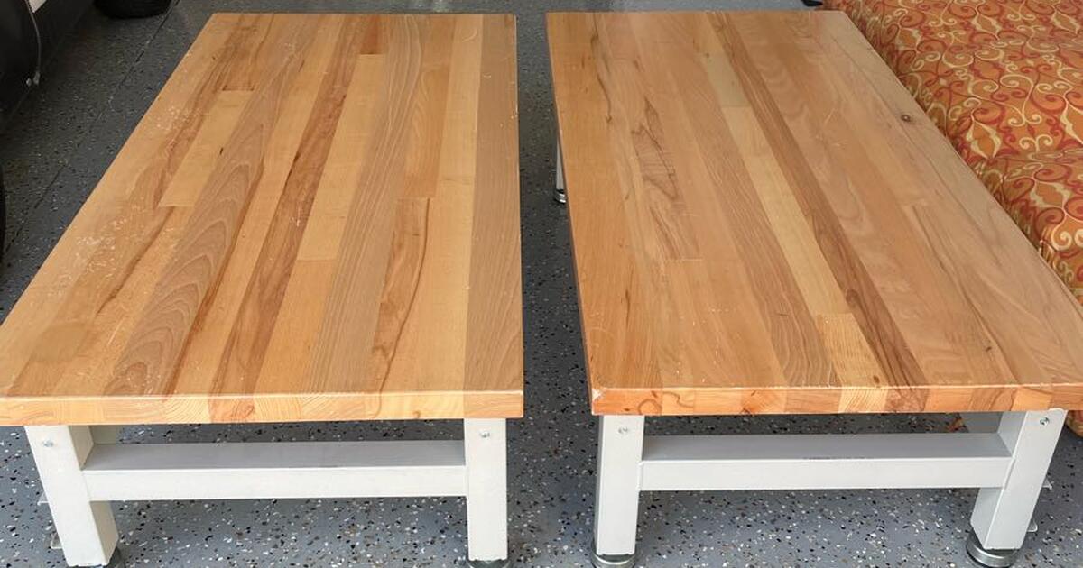 Industrial butcher block coffee table bench. heavy duty well-made. 4x2 ...