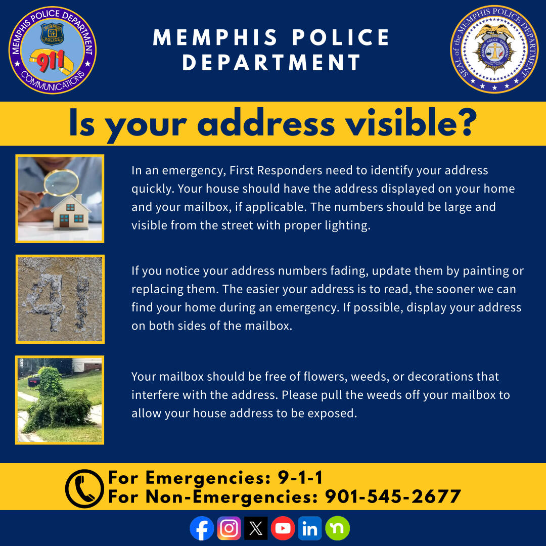 Please make sure your address is visible for first responders. (Memphis ...
