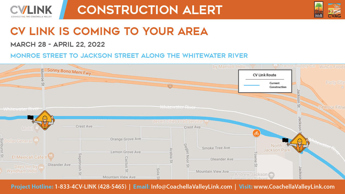 CV Link Construction work continues next week in the City of Indio ...