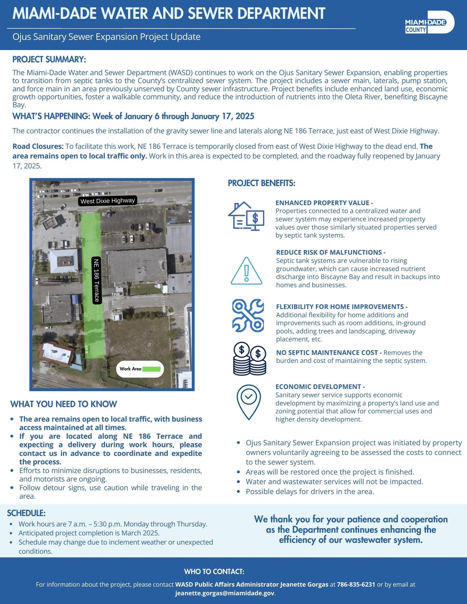 The Miami-Dade Water and Sewer Department (WASD) continues to work on ...