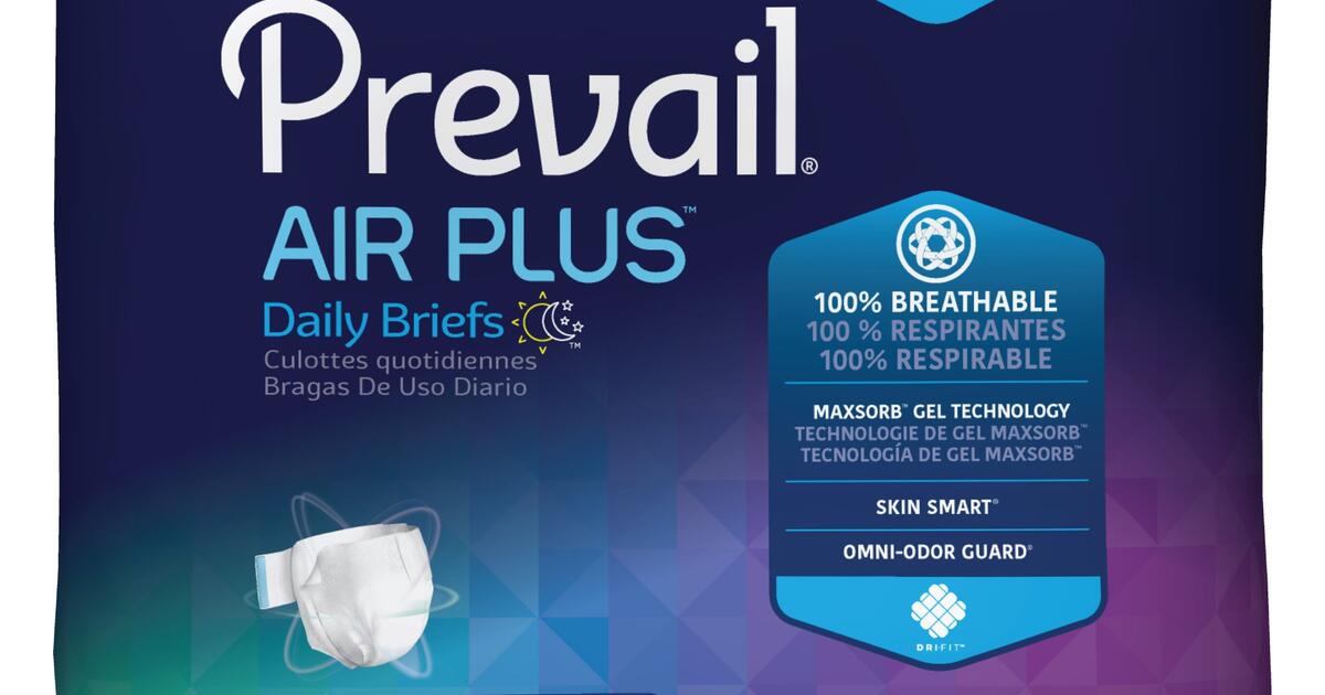 Prevail Air Plus Incontinence Brief 3 Breathable PVBNG-014CA Case 60 Ct ...