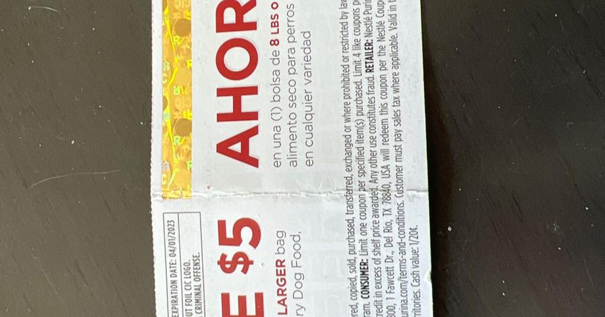 Free five dollars off 8 pounds or larger dog food Purina for Free in ...