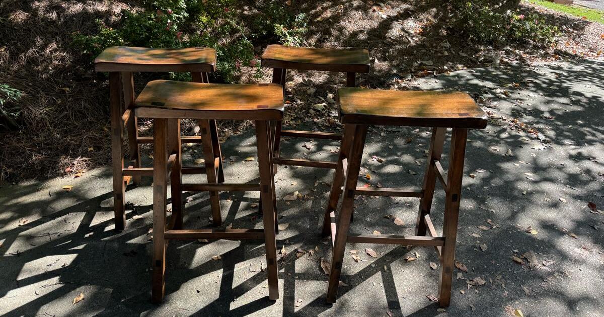 Set of 4 Wooden Bar Stools purchased at World Market for $175 in ...