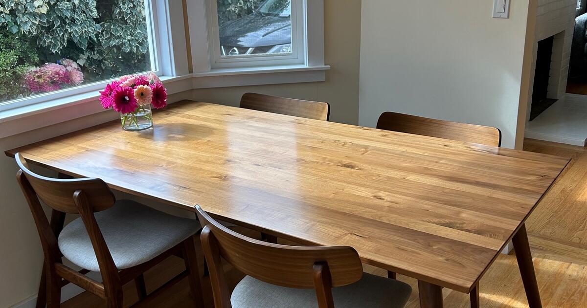 Article Seno Walnut Dining Table & 4 Walnut Chairs for $299 in ...