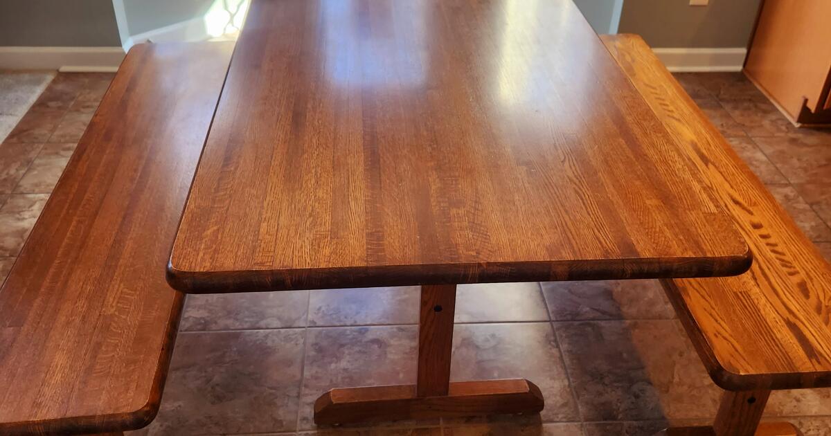 Solid Wood Table and 2 Benches, Seats 4-6 for $100 in Waxhaw, NC | For ...