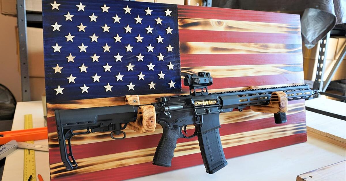 Handmade Wooden Rustic American Flags with a Gun Rack for $225 in ...
