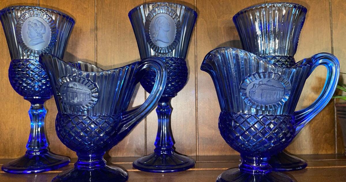 Gorgeous Blue-Stained Fancy Glassware 5pc Set for $20 in New Bedford ...