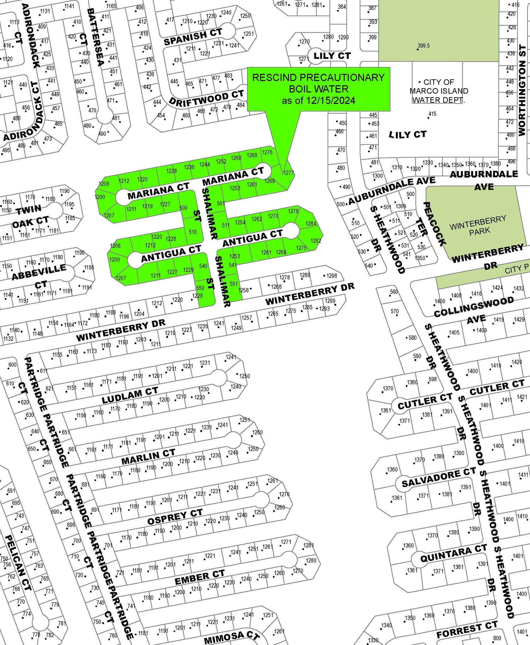 The “Precautionary Boil Water Notice” for the area 511 SHALIMAR has ...