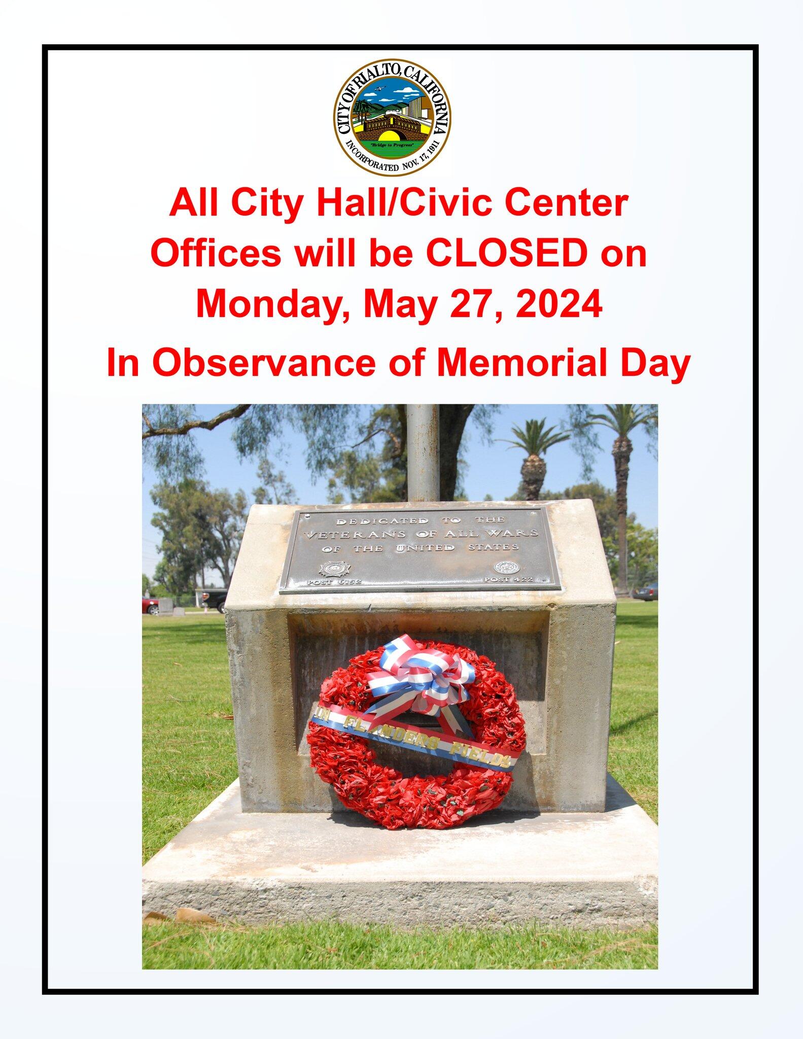 Friendly reminder that all City Hall/Civic Center Offices will be ...