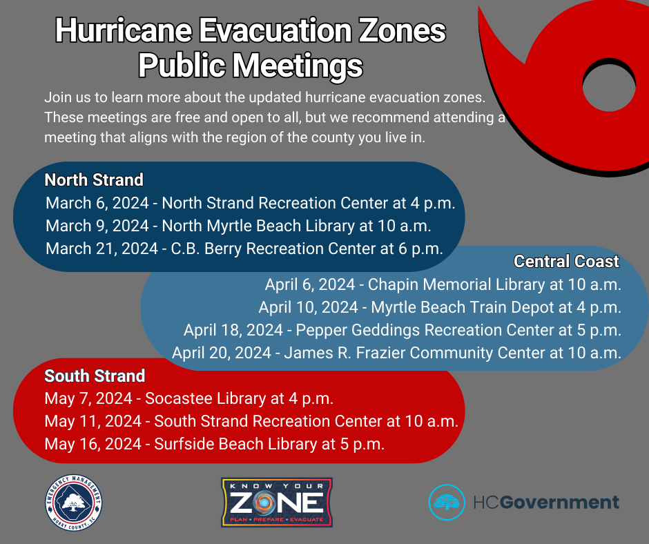 Updated Hurricane Evacuation Zones (Horry County Public Information ...