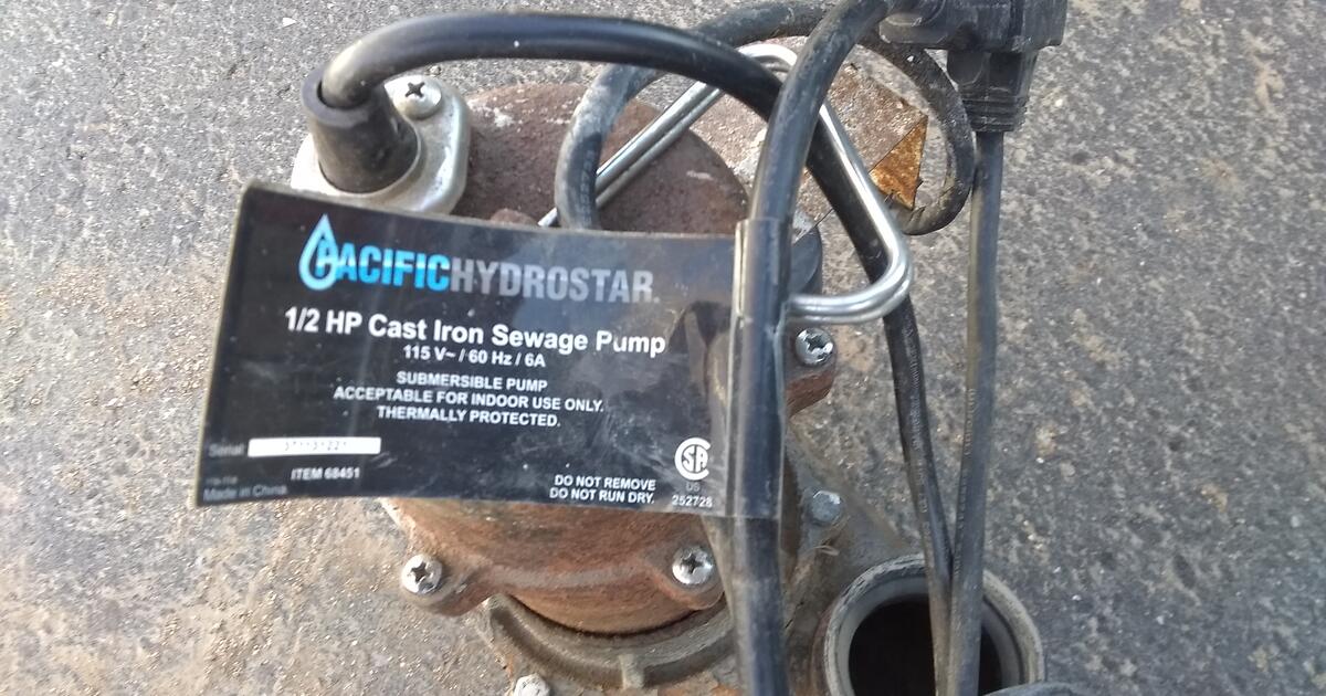 Pacific Hydrostar 1/2 HP Cast Iron Sewage Pump for $40 in Rocklin, CA ...