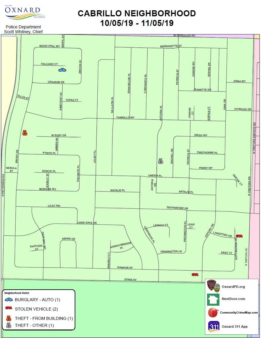 Cabrillo Neighborhood Crime Map (Oxnard Police Department) — Nextdoor ...