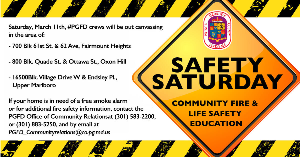 PGFD will doing a Safety Saturday Campaign area. — Nextdoor