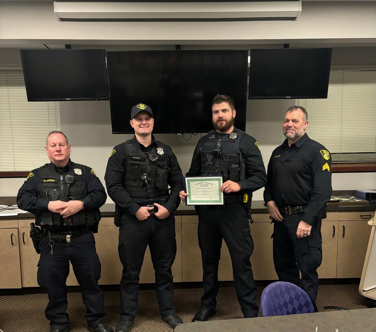 On October 21, 2023, Officer Adam Rios (2nd from right) responded to a ...