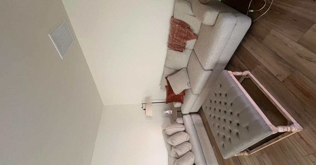 Beige Sofa with Cushions+ Side Tables+ Ottoman for Free in Raleigh, NC ...