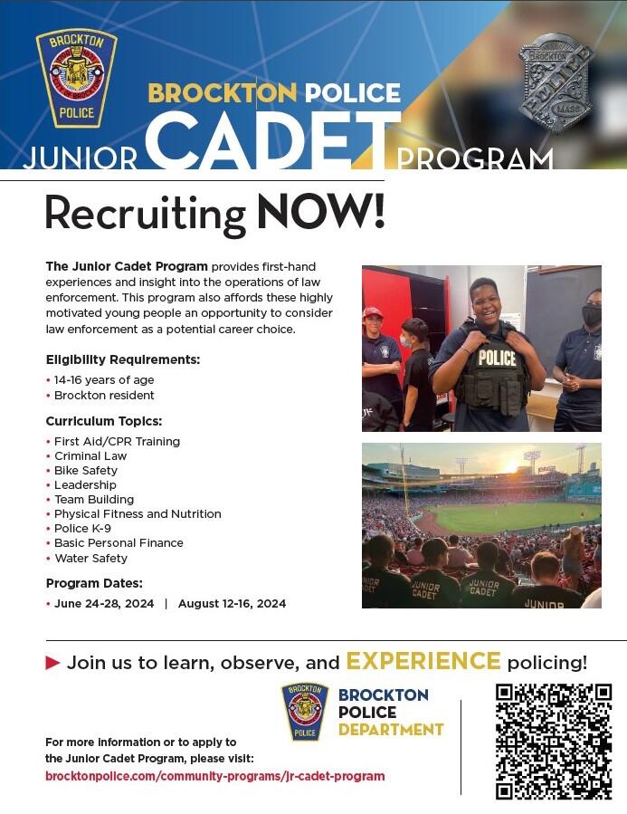 The Brockton Police Department is happy to announce the Junior Cadet ...