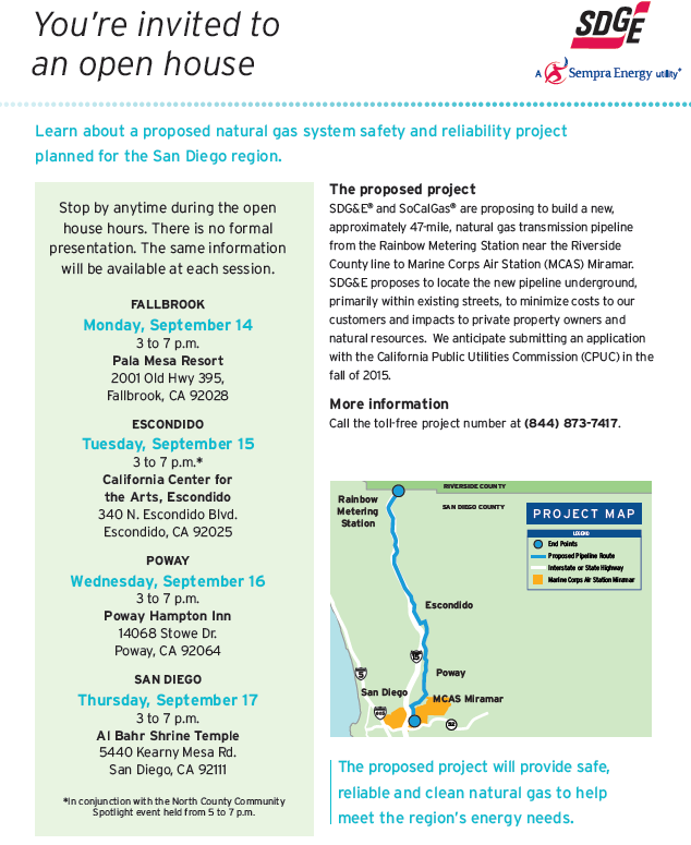 Open House & Presentation | SDG&E and SoCalGas Pipeline Safety ...