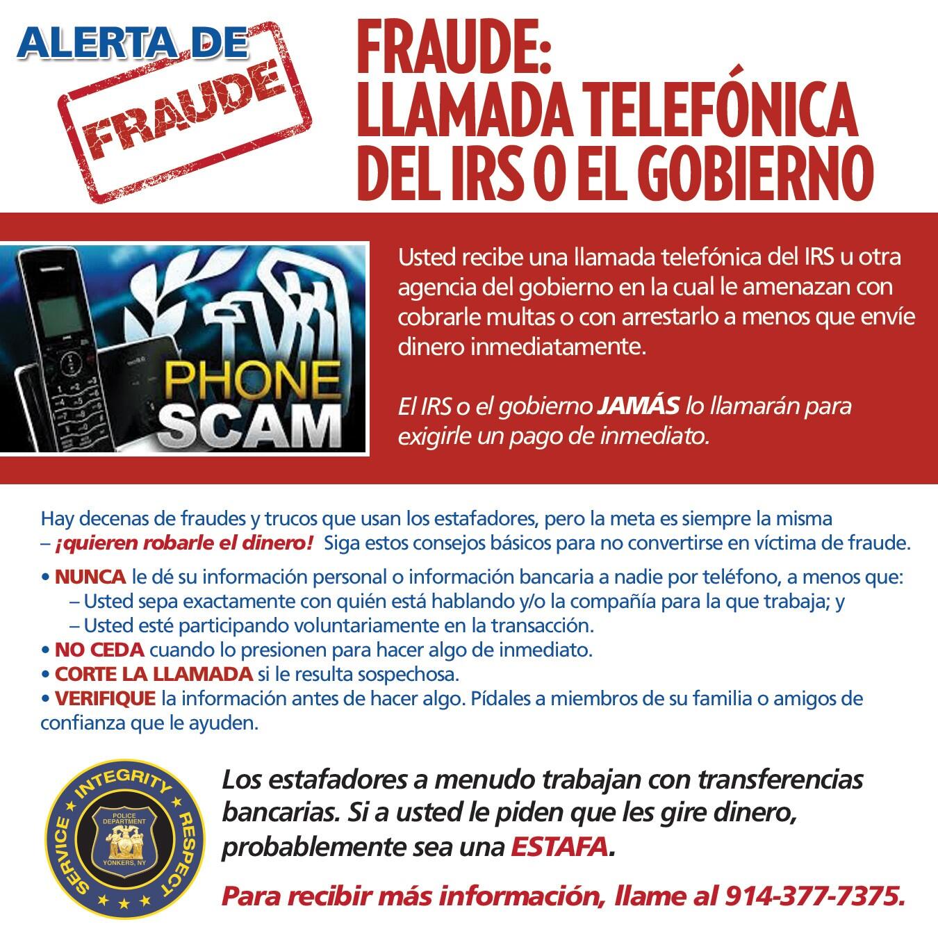 SCAM ALERT *** Scammers are spoofing Yonkers Police telephone numbers ...