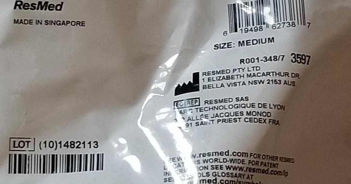 Resmed Quattroair Airfit F10 Full Medium Face CPAP Mask (5 Total) 62738 ...