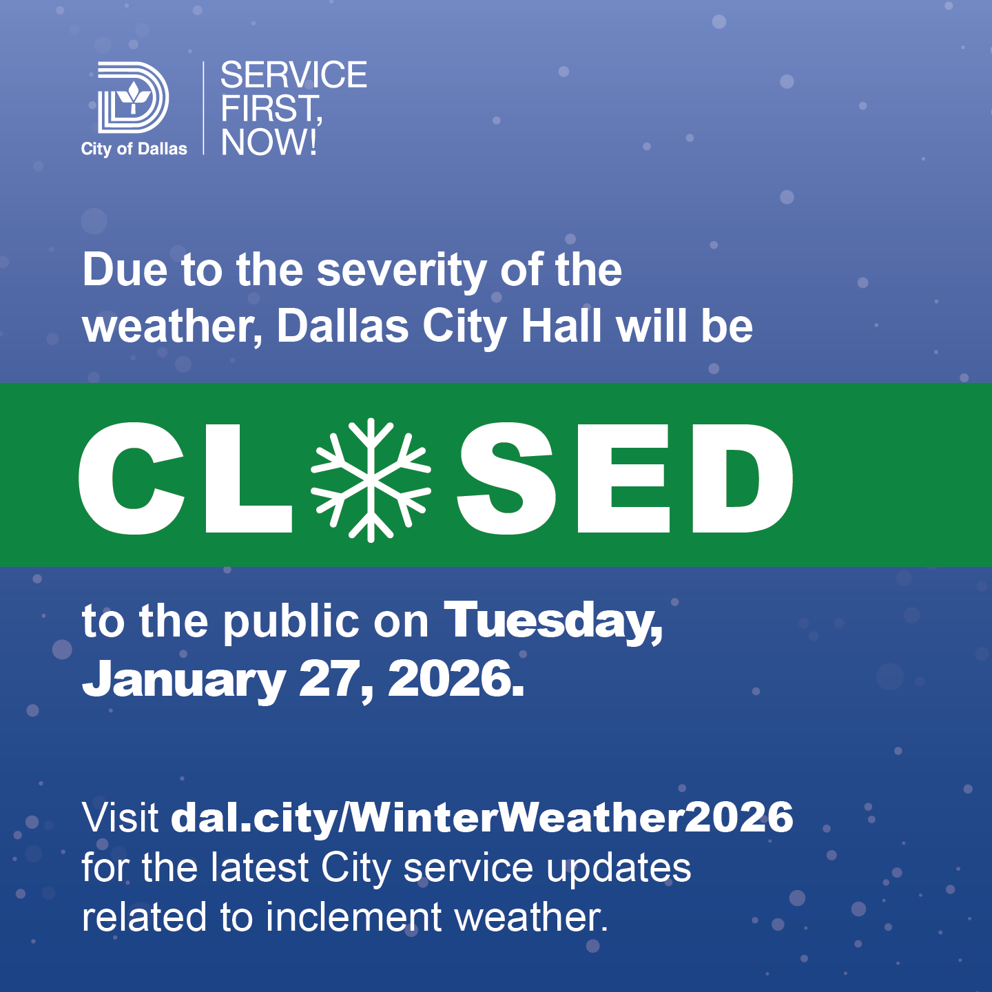 🏛️ Due to ongoing winter weather conditions, Dallas City Hall remains ...