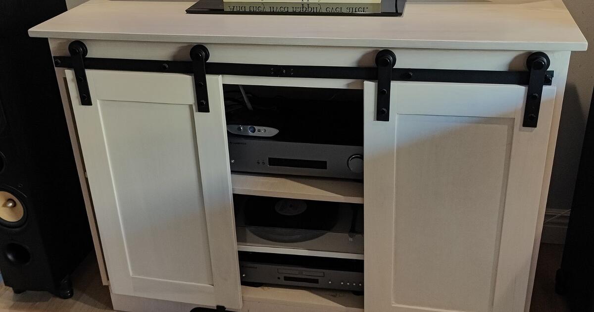 FREE 45" TV & White Solid Wood Stand with Sliding Doors for Free in ...