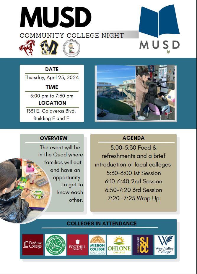 Join us for our #MUSD Community College Night this Thursday, April 25th ...