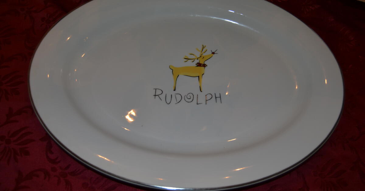 RUDOLPH PLATTER-Pottery Barn & 4 plates..New-Reindeer for $95 in ...