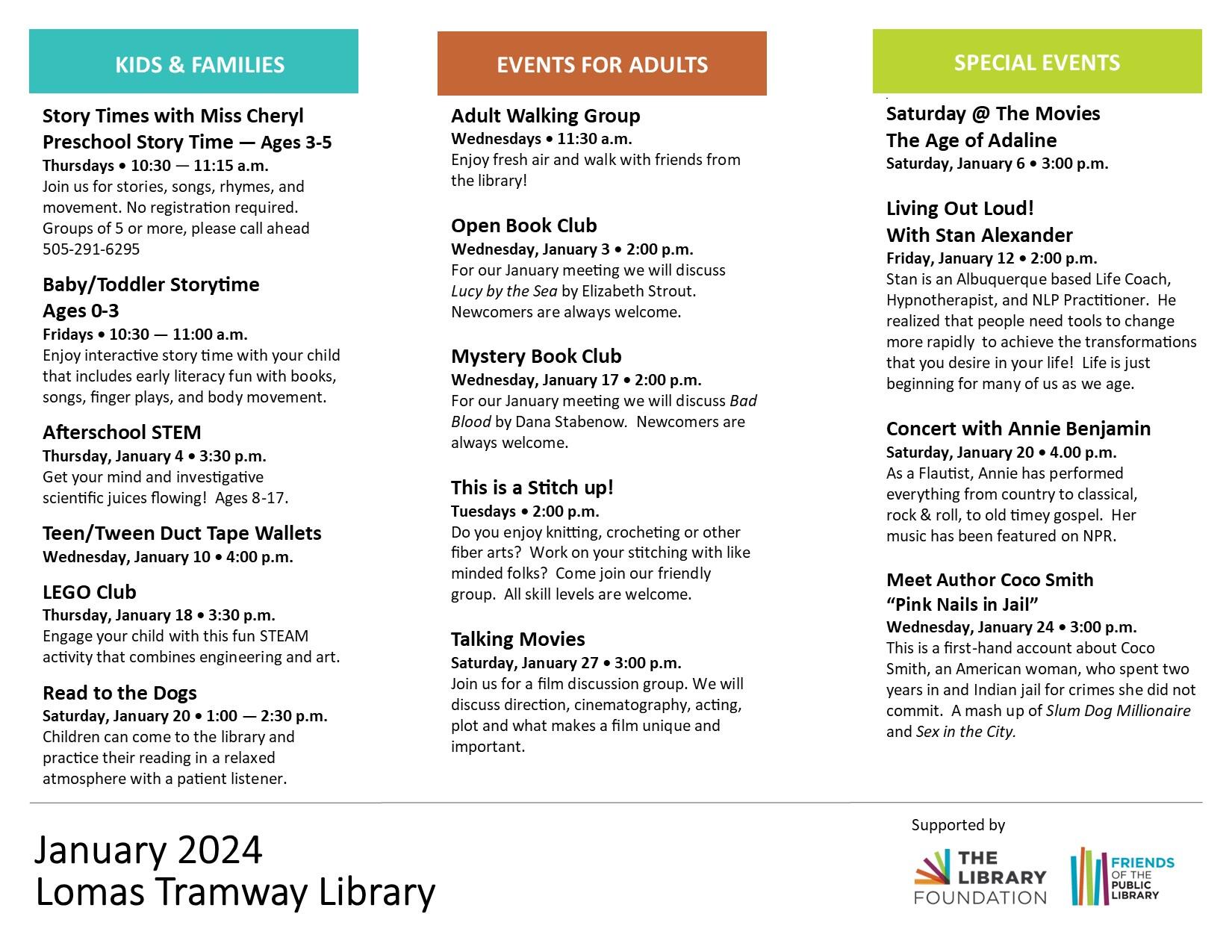 Dive into the excitement of the new year with Lomas Tramway Library's ...