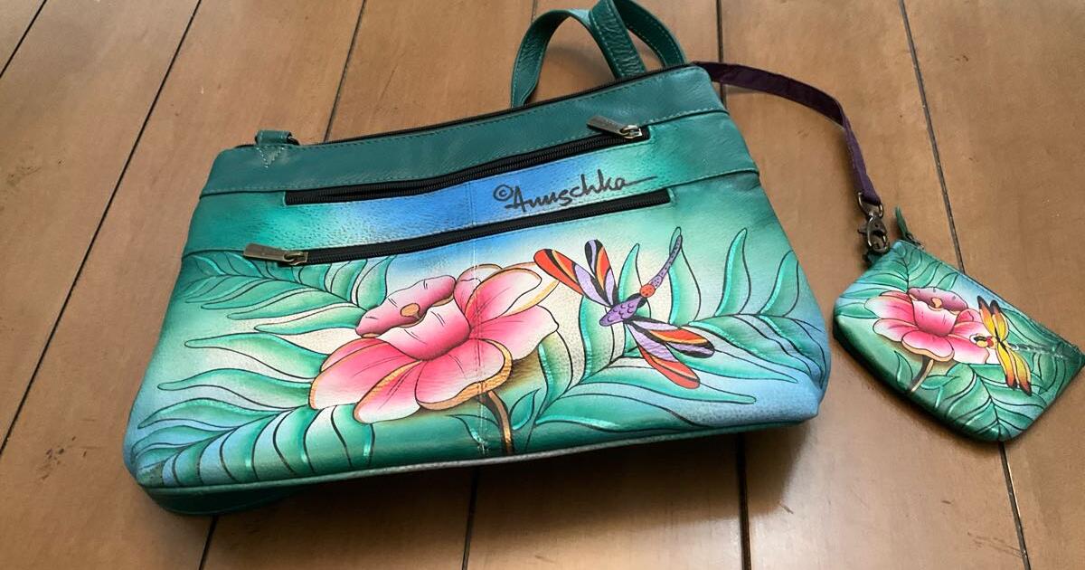 Unique holiday gift! Beautiful Annschka painted leather satchel. New ...