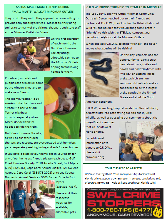 LCSO COMMUNITY OUTREACH CENTERS NEWSLETTER: AUGUST 2022 (Lee County ...