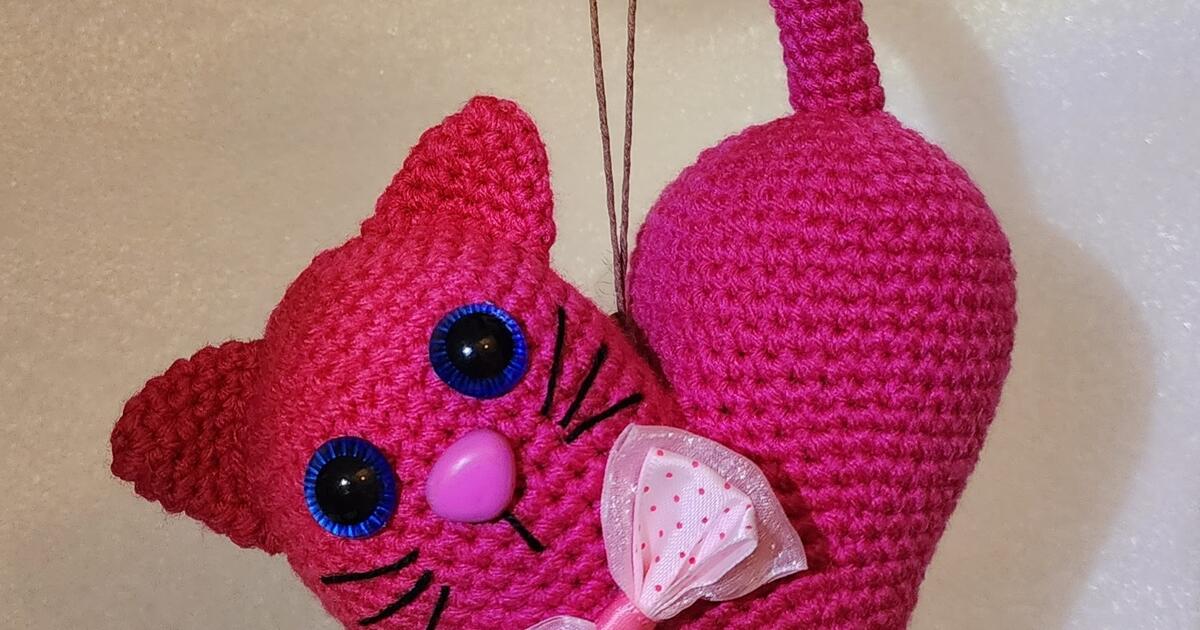 Heart shaped cat, crochet amigurumi handmade stuffed for $30 in Plano ...