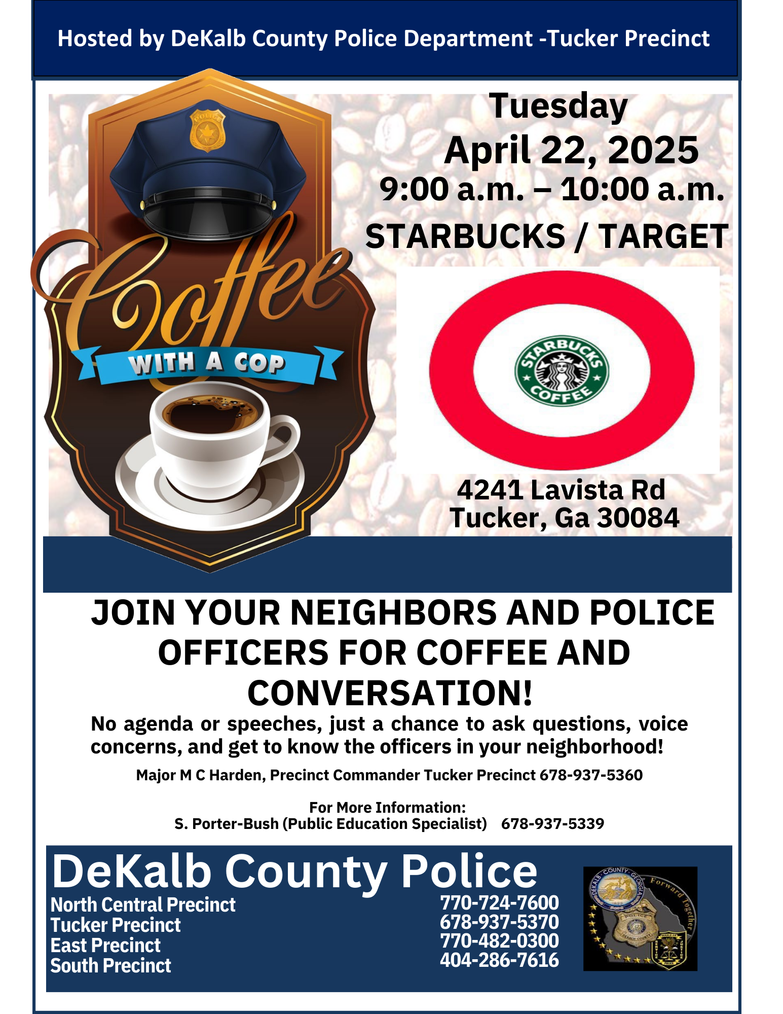 Tucker Precinct's "Coffee with a Cop” is TOMORROW!!! (DeKalb County ...
