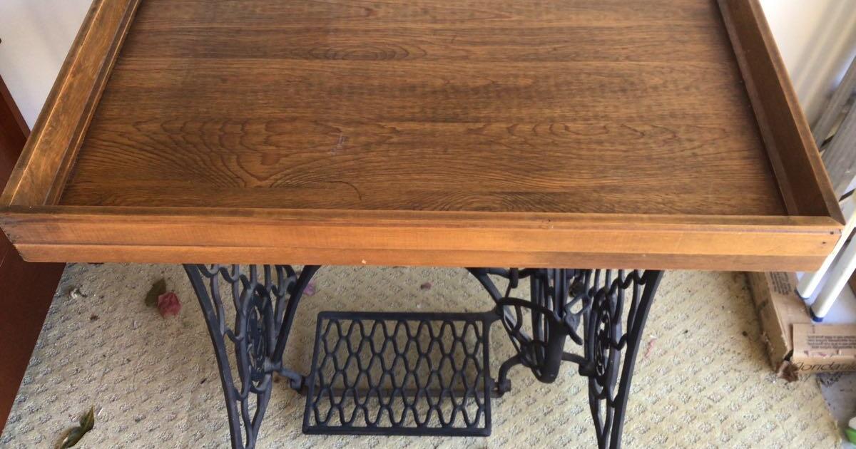 SINGER TREADLE BASE TABLE WITH WOODEN TRAY TOP for $70 in Virginia ...