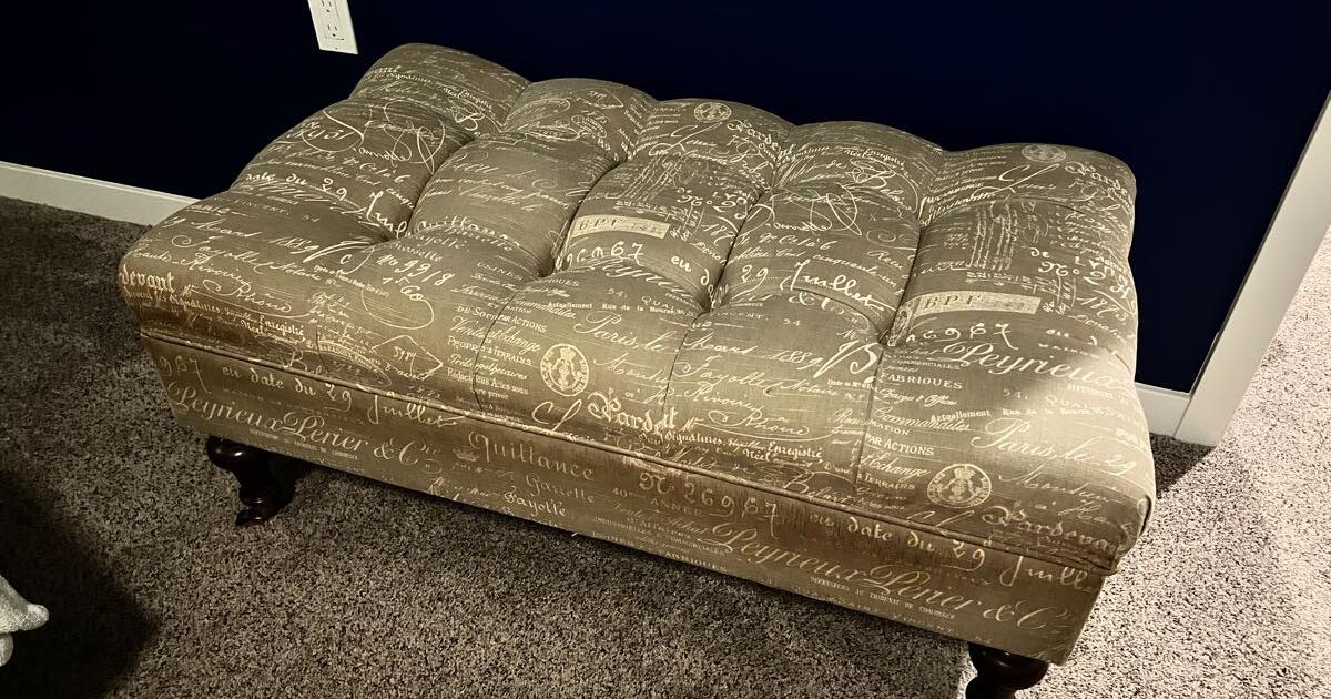Ballard Design Vintage Script Storage Ottoman for $75 in Sequim, WA ...