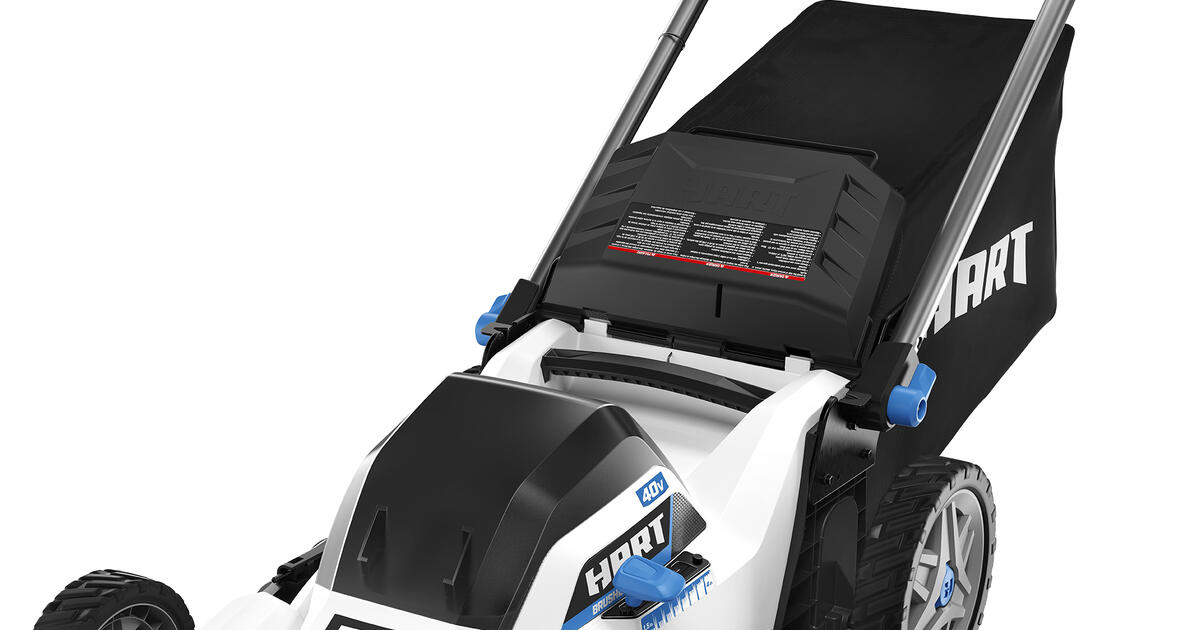 HART 40-Volt 20-inch Cordless Brushless Push Mower Kit, (1) 6.0Ah ...