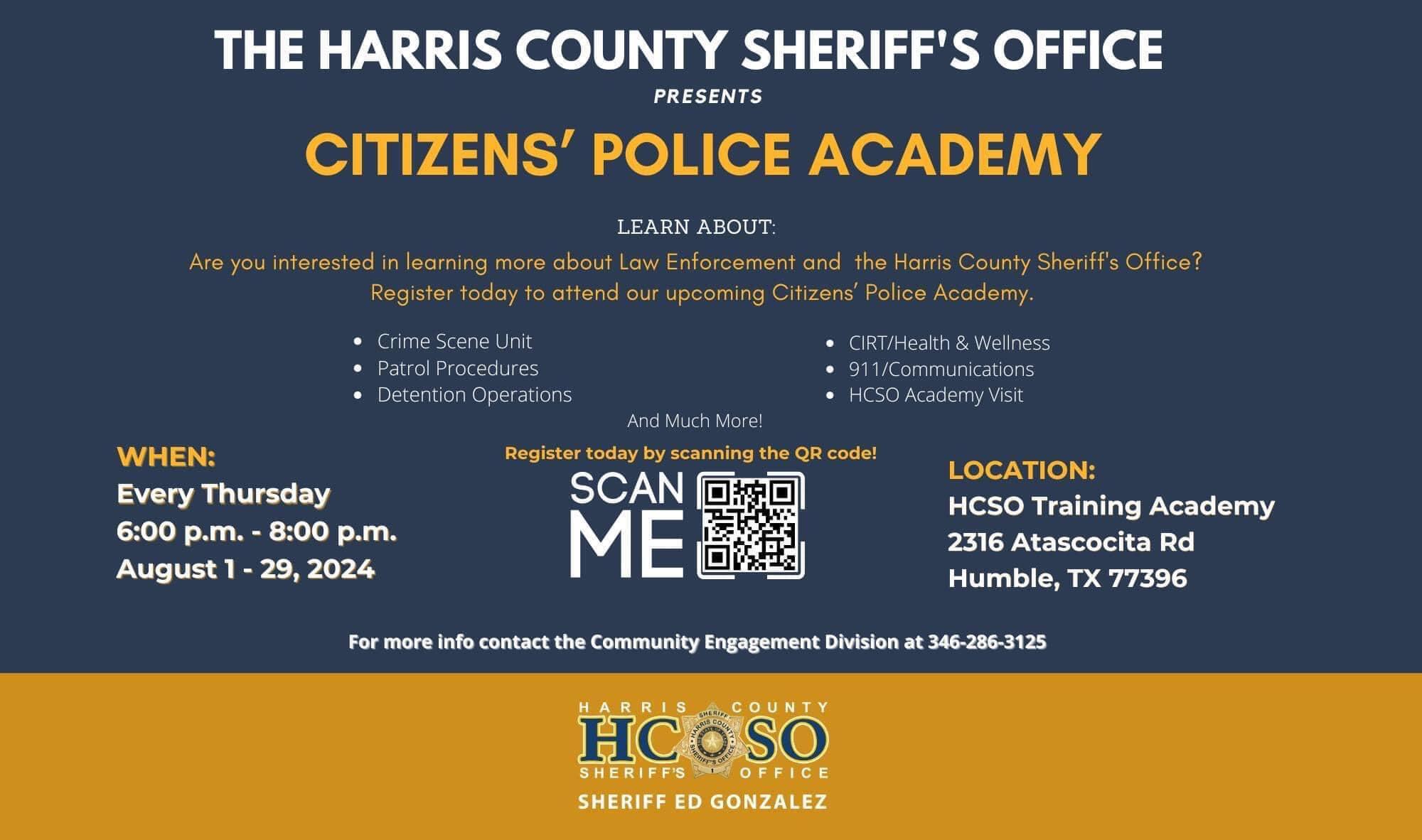 The Harris County Sheriff's Office is now accepting applications for the upcoming Citizens ...