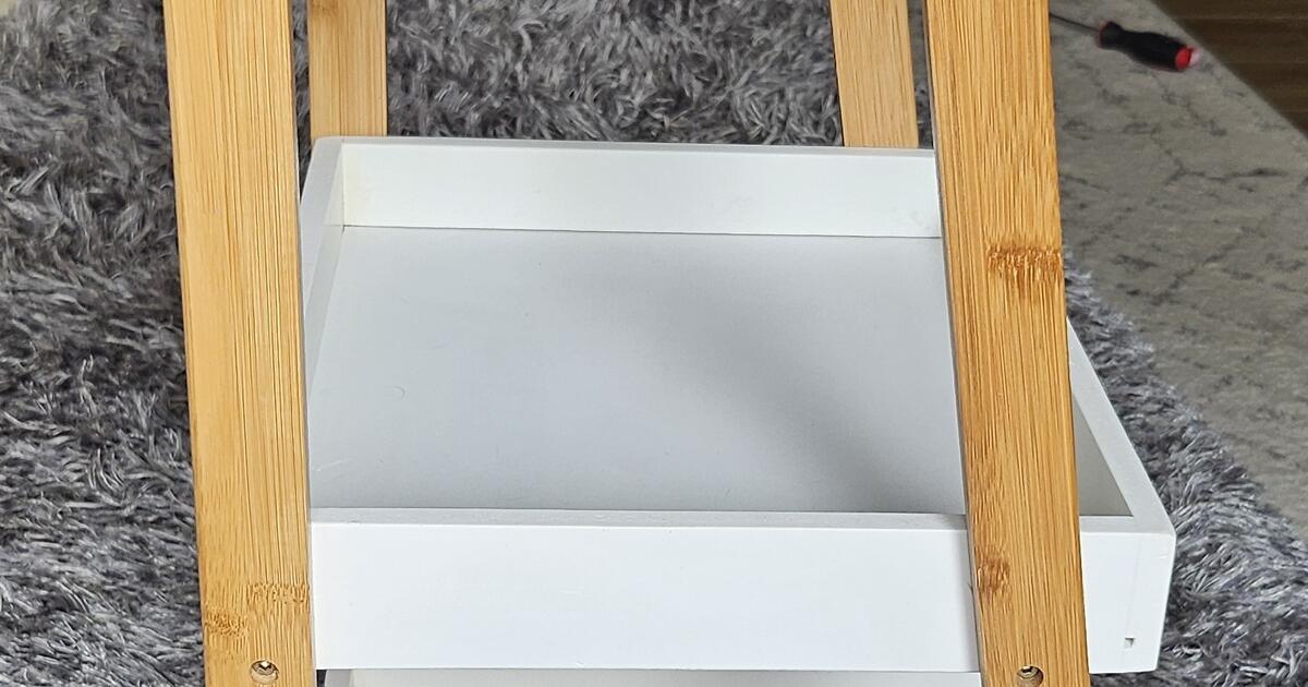 3 Tier White and Brown Bamboo Shelving Unit for Storage! for $30 in ...