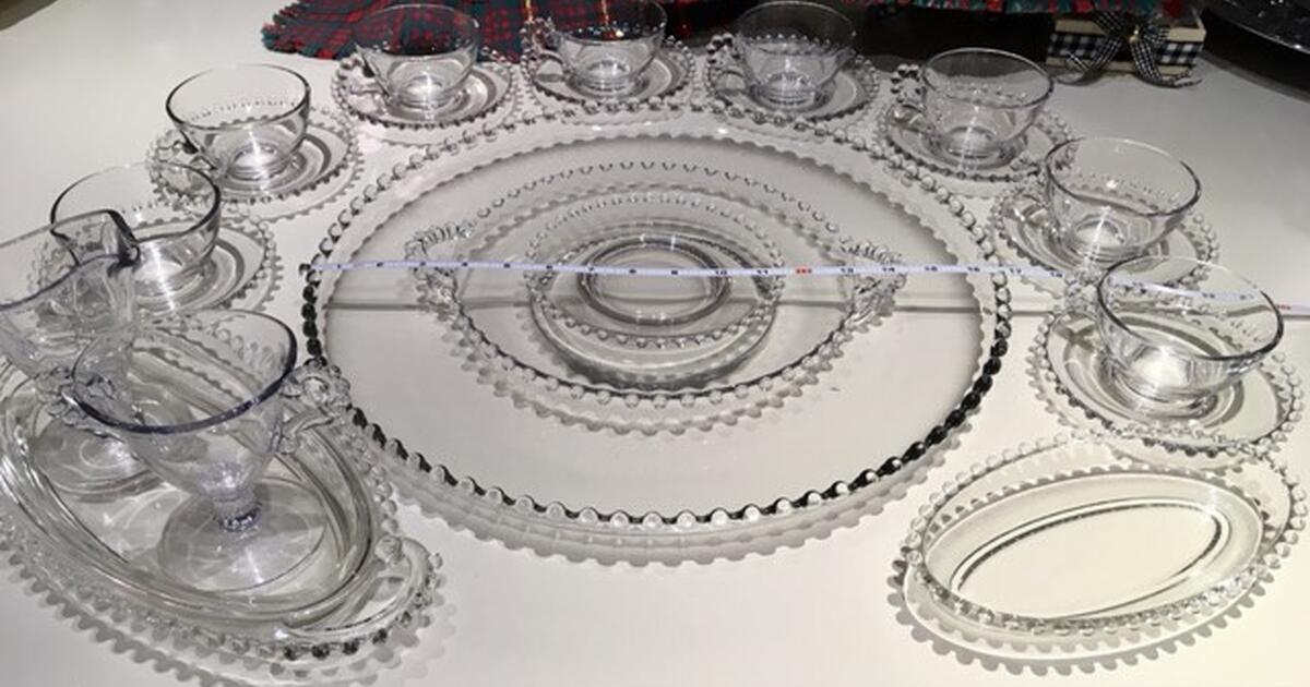 Vintage Imperial Glass Candlewick Cups Saucers Platters up to 17". $5 ...