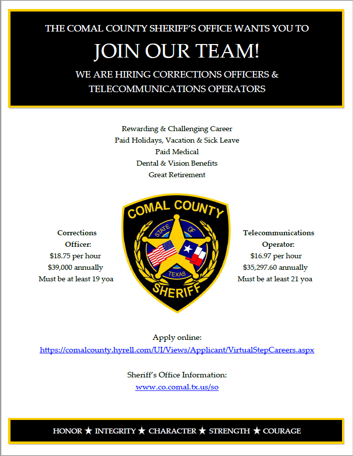 Join the Comal County Sheriff's Office Team (Comal County Sheriff's ...