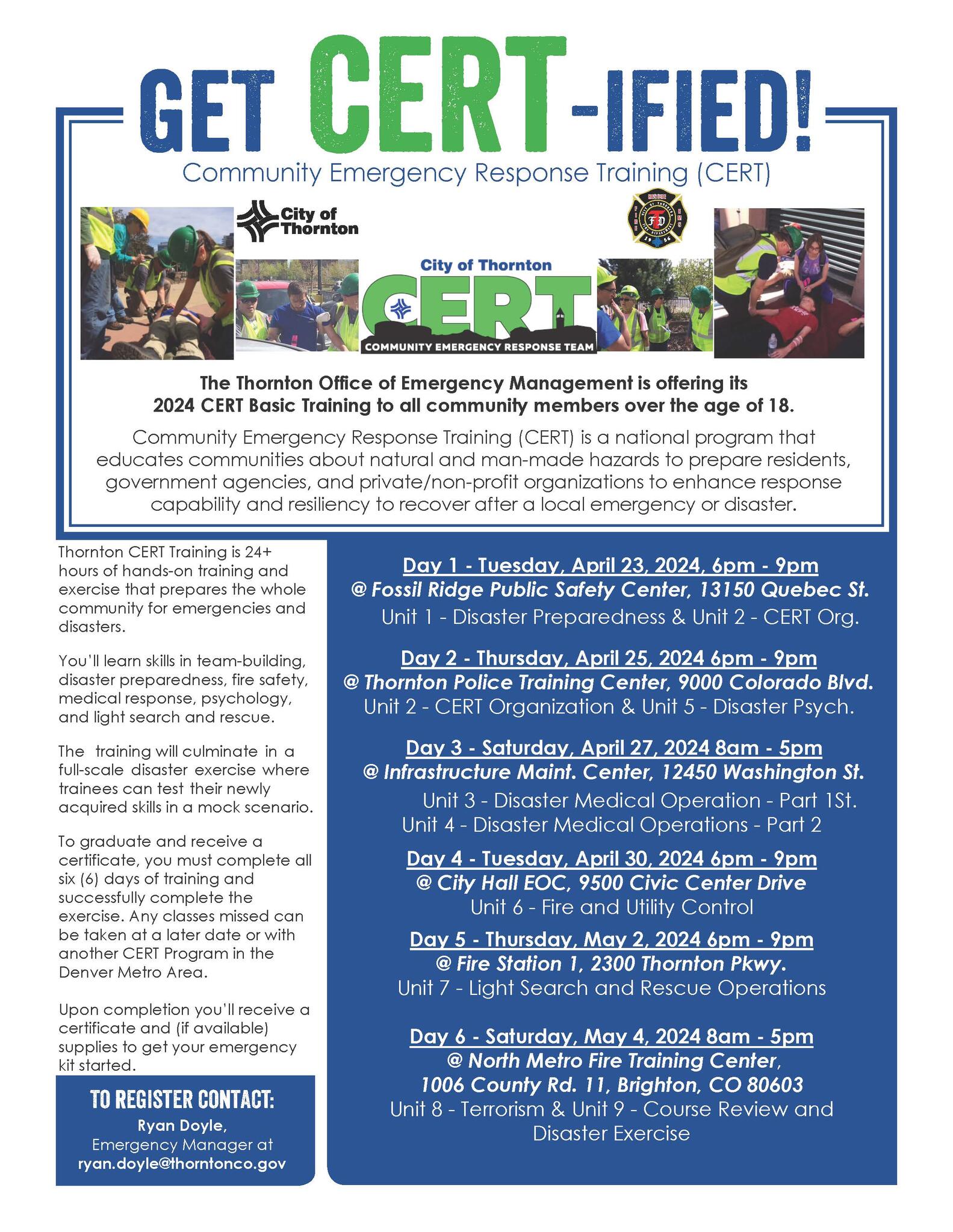 The 2024 Thornton CERT Basic Academy kicks off on April 23 with a ...