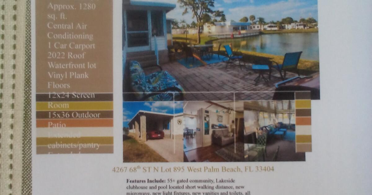 1990 Double wide mobile home with carport for $104000 in Riviera Beach ...