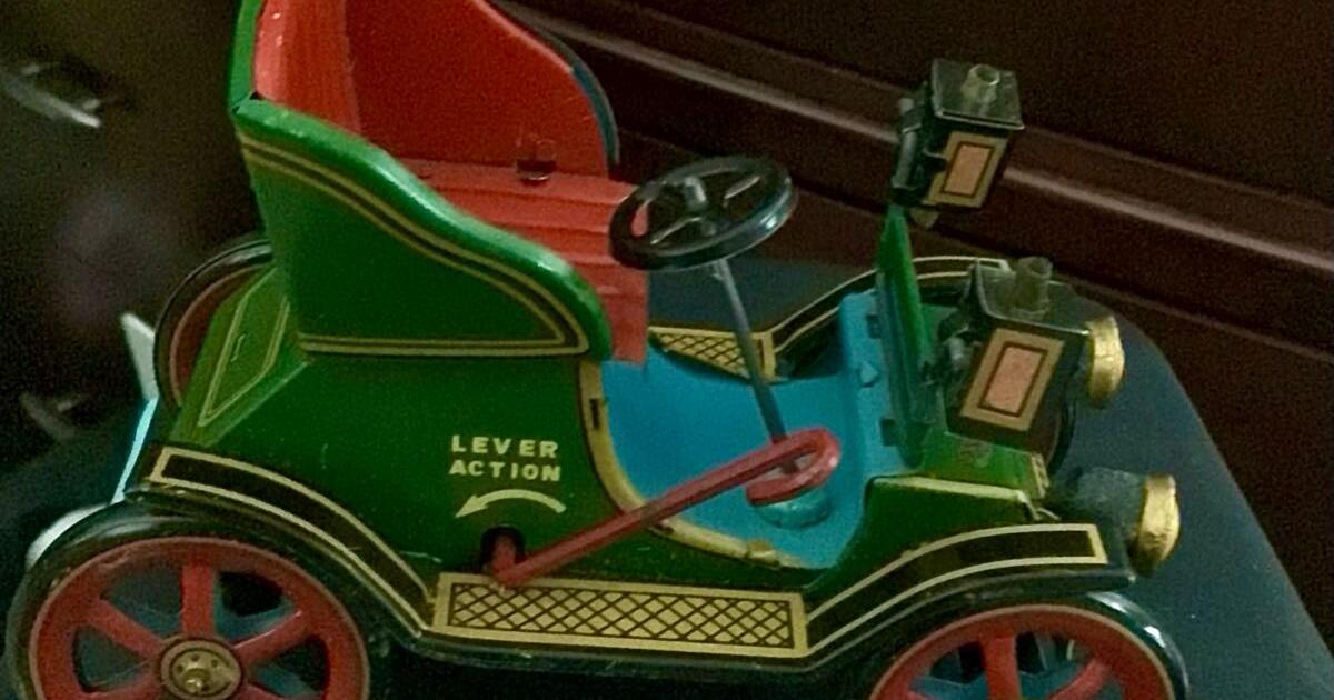 Vintage 1950s OLDTIMERS No. 6 Lever Action Tin Toy car with original ...