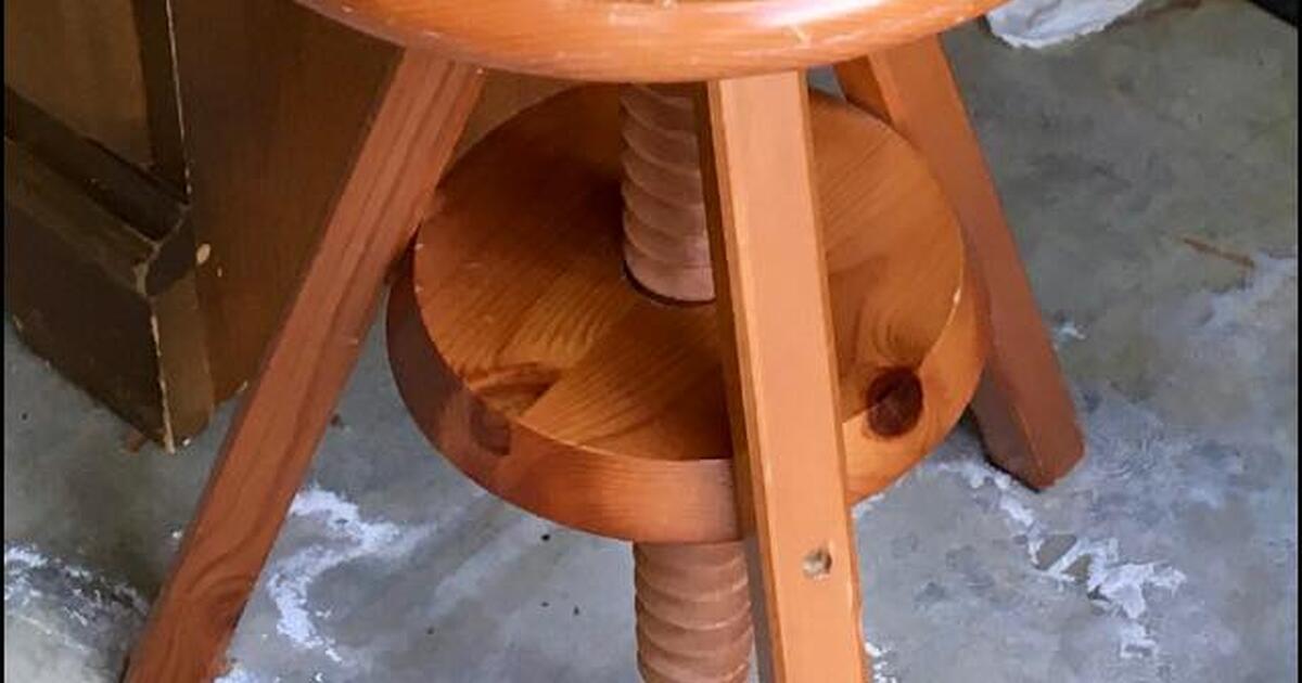 Vintage Wood tripod corkscrew adjustable height stool for $50 in ...
