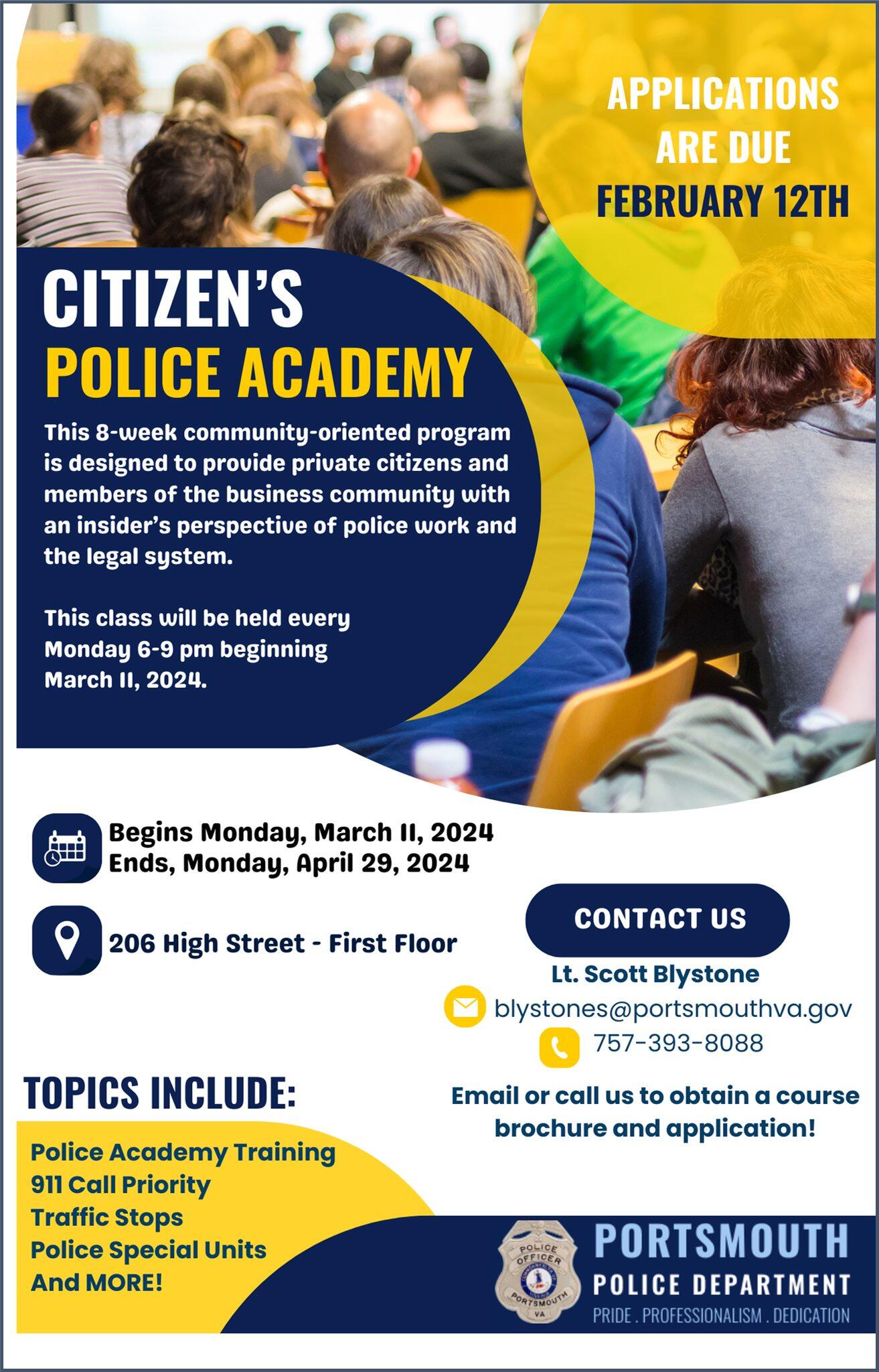 Citizen's Police Academy Registration is Now Open! (City of Portsmouth ...